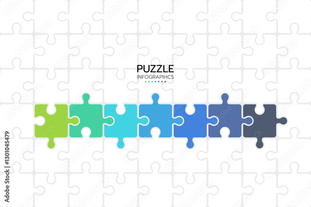 Puzzle infographics with 7 pieces. Jigsaw business chain infographic ...