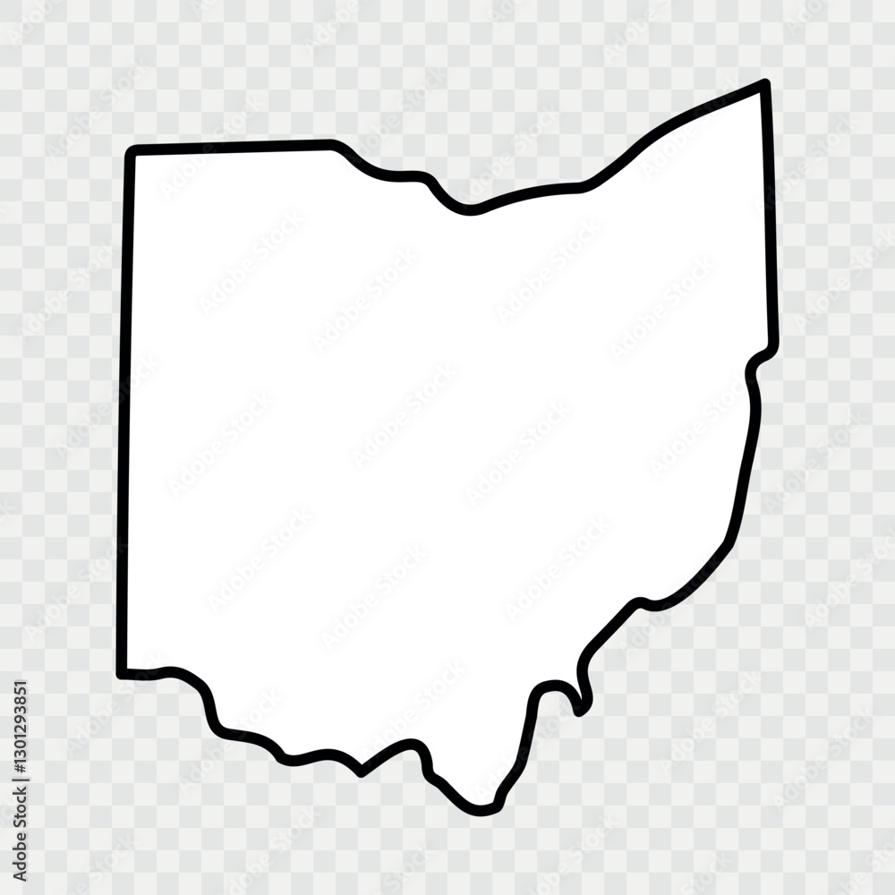 Ohio US state blank map vector solid black color and outline isolated ...