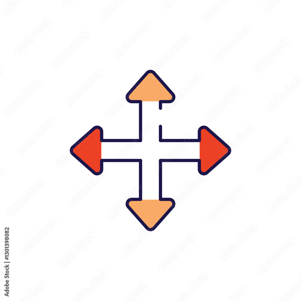 Four Way Direction icon design with white background stock illustration ...