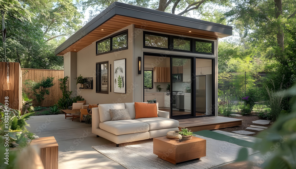 Accessory Dwelling Unit (ADU) A modern tiny house concept showcasing ...