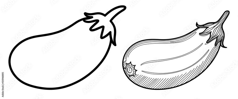 Kids' coloring page of brinjal (eggplant) outline for early learners ...