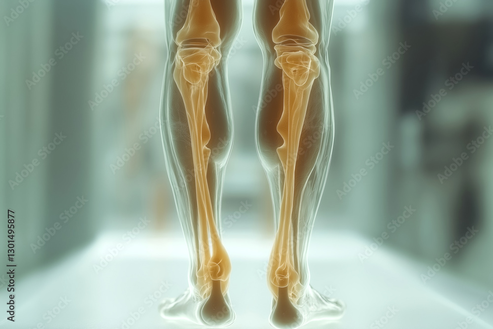 Detailed anatomical representation of human legs highlighting skeletal ...