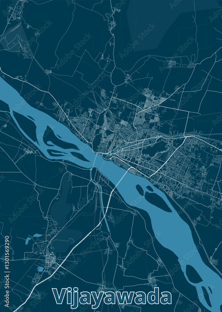 This is a detailed map of Vijayawada, a city in Andhra Pradesh, India ...