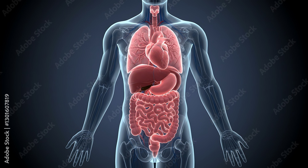 Human Body Anatomy Diagram Showing Internal Organs for Medical Study ...