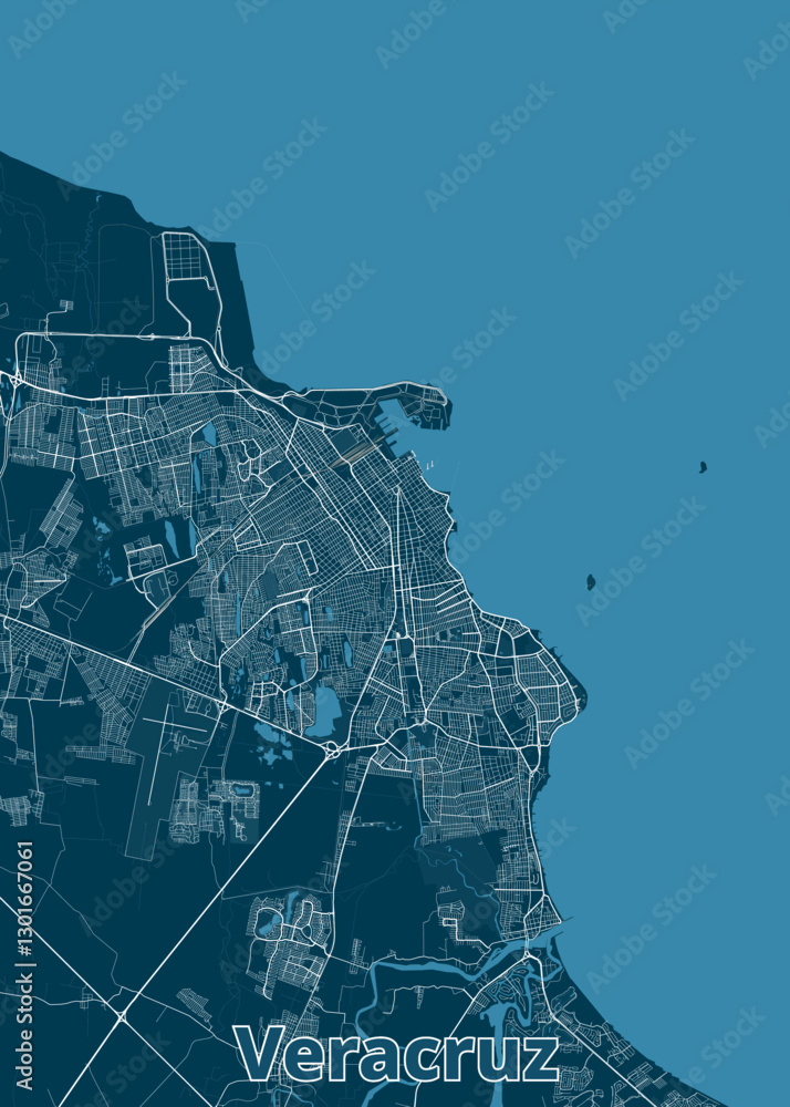 Stock-Vektorgrafik „This is a detailed map of Veracruz, a city in ...