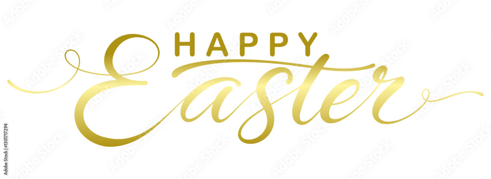 Happy easter hand lettering calligraphy isolated on white background. Vector holiday ...