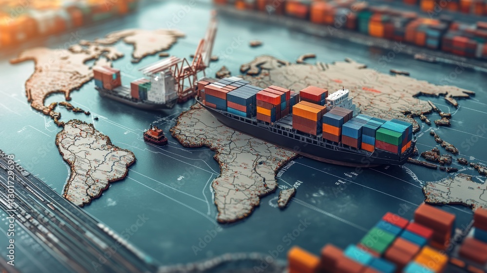 Exploring global trade routes world map high-quality image artistic ...