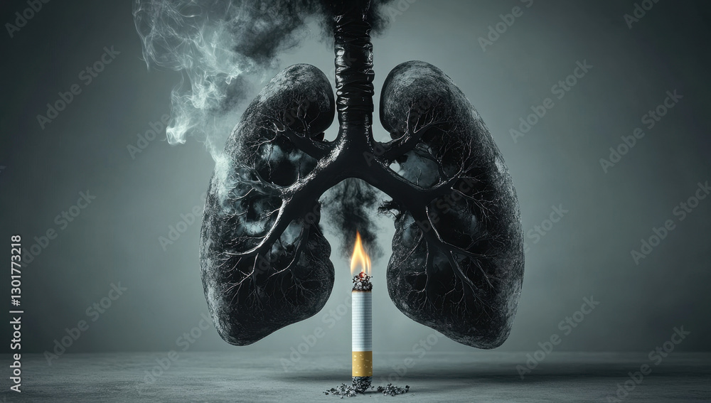 A horrifying visualization of lungs where the smoke has turned into ...