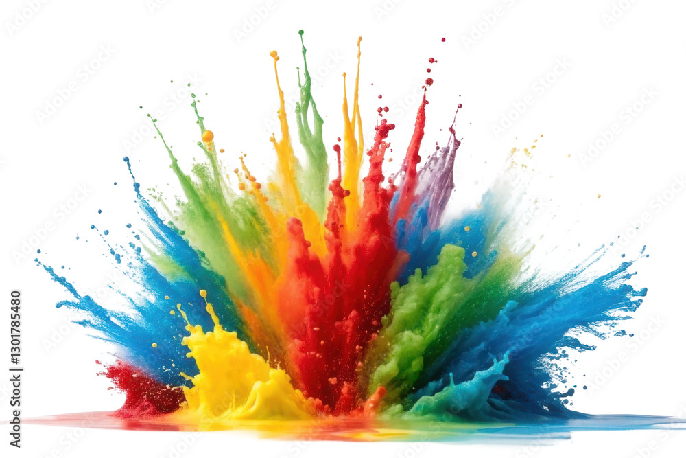 Dynamic explosion of vibrant colors creating a striking visual effect ...