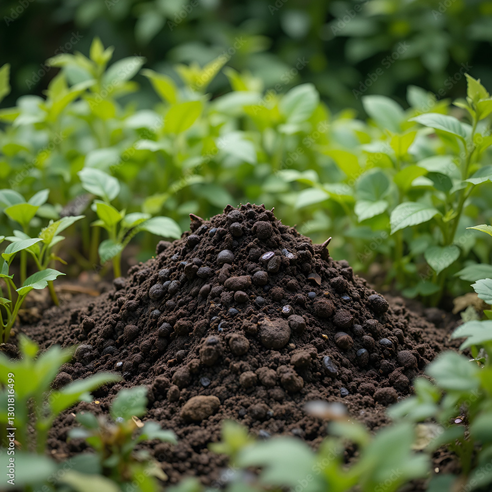 Image of manure with green plants background Stock Photo | Adobe Stock