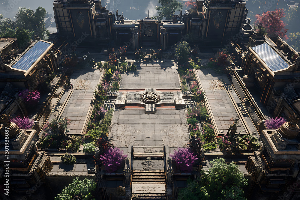 Isometric Battle Map Game Terrain Aerial View Of Detailed Pixelated ...