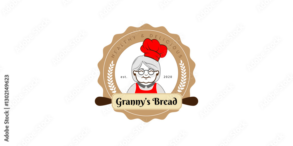 Grandmother cook logo for cafe or home cooking restaurant. Pastry and ...