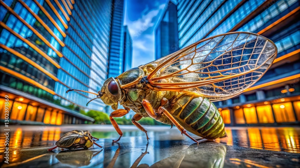 Cicada Molting: Exoskeleton and Emerging Insect on Modern Architecture ...