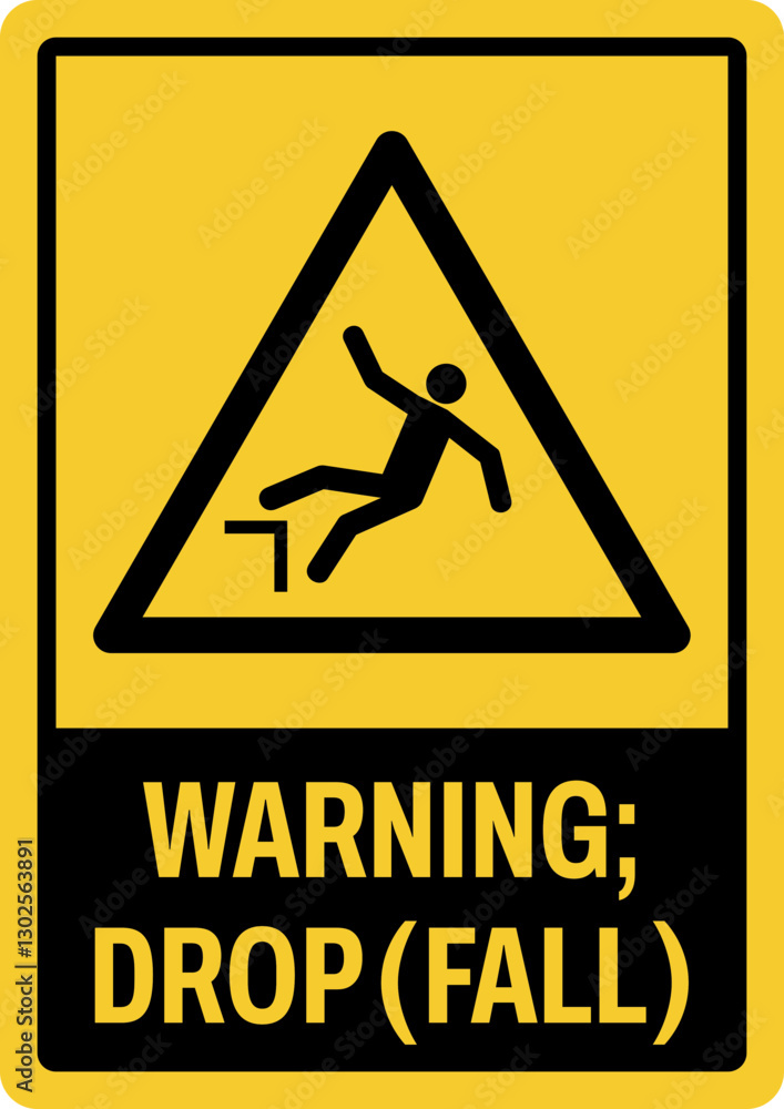 warning safety signs v2 uppercase text_warning ; drop (fall)_portrait ...