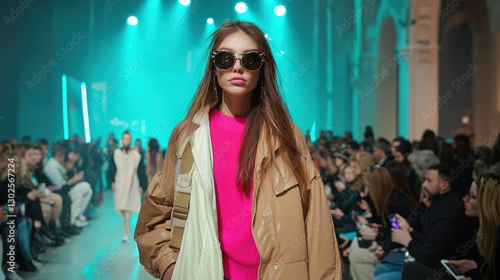 Fashion Shows - A runway model strutting in a designer outfit at an ...