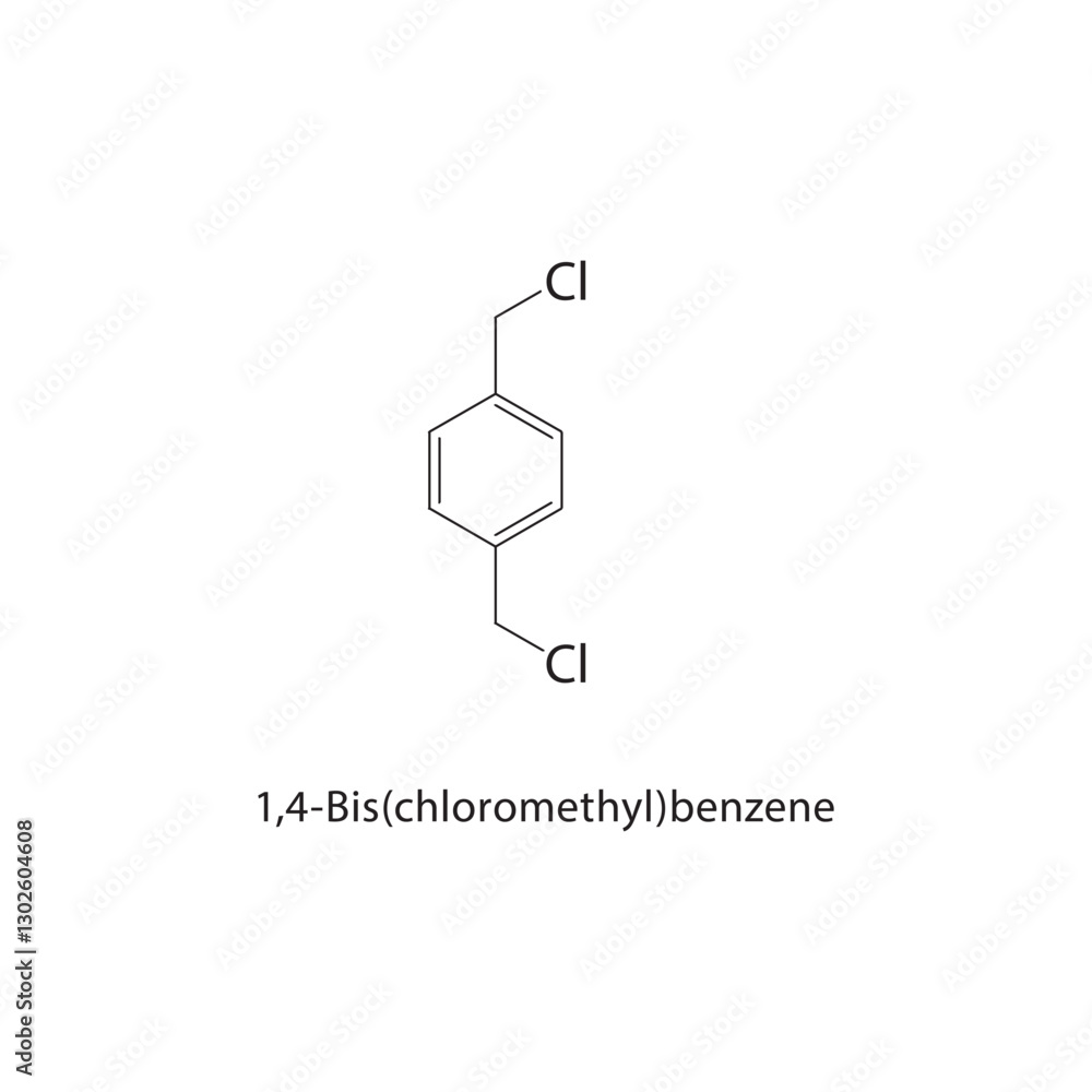 1,4-Bis(chloromethyl)benzene skeletal structure.Halogenated Hydrocarbon compound schematic ...