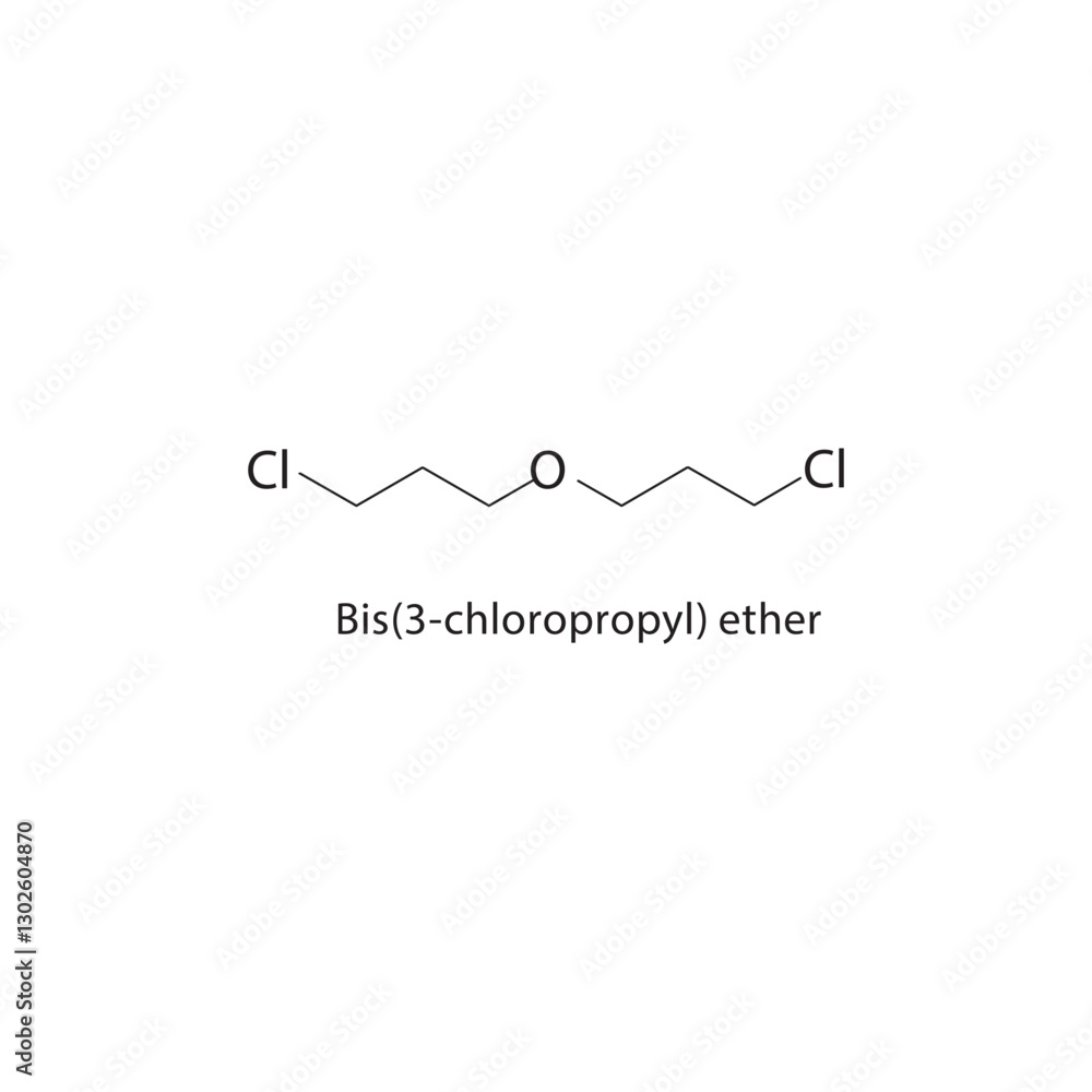 Bis(3-chloropropyl) ether skeletal structure.Halogenated Ether compound ...
