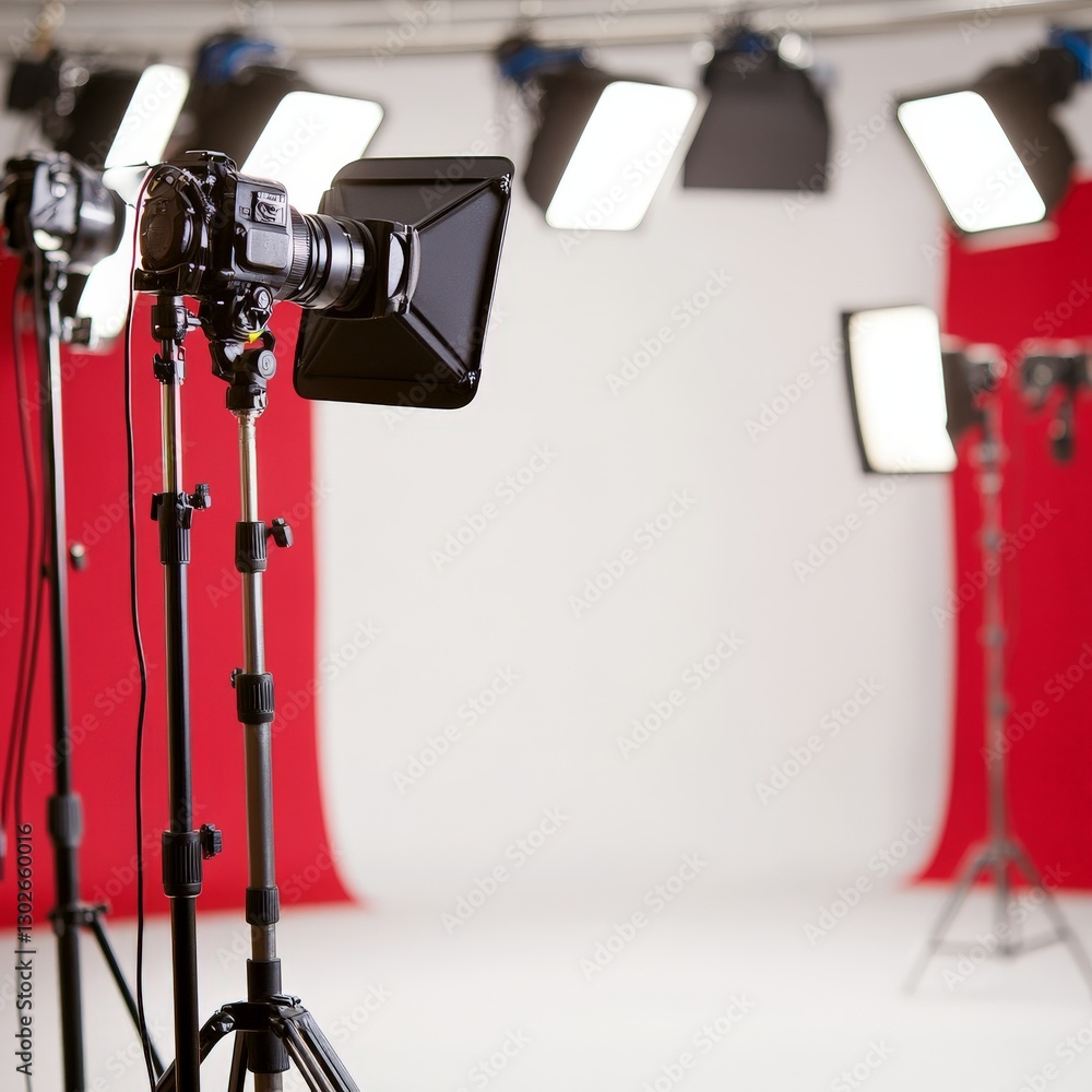 Professional photography studio setup with multiple softbox lights ...