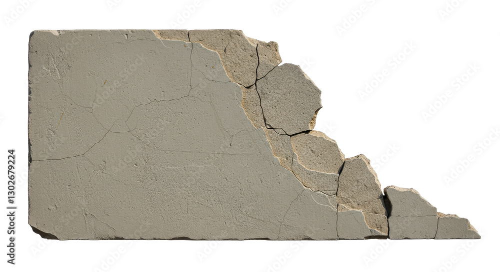collapse or broken cement wall isolated on a transparent background ...