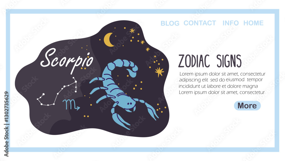 Landing page with zodiac sign, Scorpio, astrological zodiac sign ...