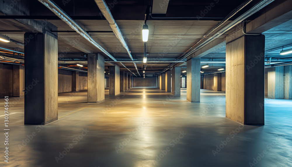 The basement room on the bottom floor of the building's parking lot is ...