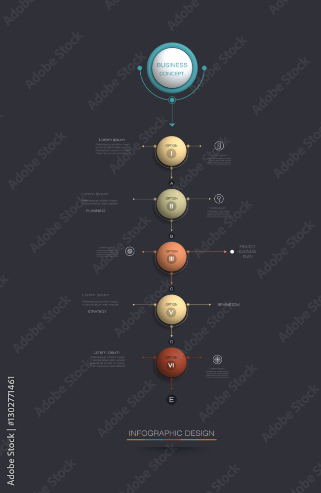 Vector Infographic 3D circle label design with arrows sign and 5 ...