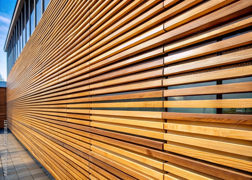 Warm Maple Wood Wall Cladding: Horizontal Slat Exterior Design Stock ...