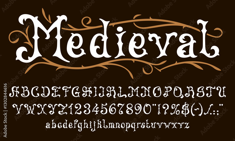 Vintage Western font, retro royal typeface, magic fantasy type ...