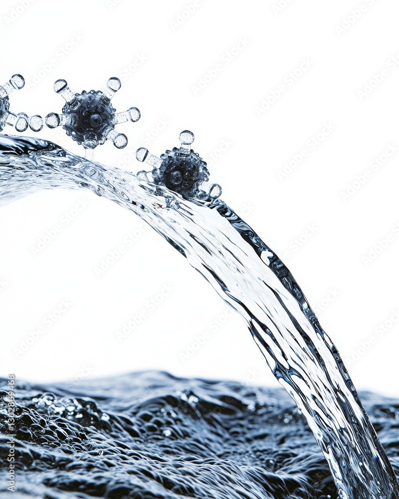 Water Splash with Virus Representation - Conceptual Image of ...