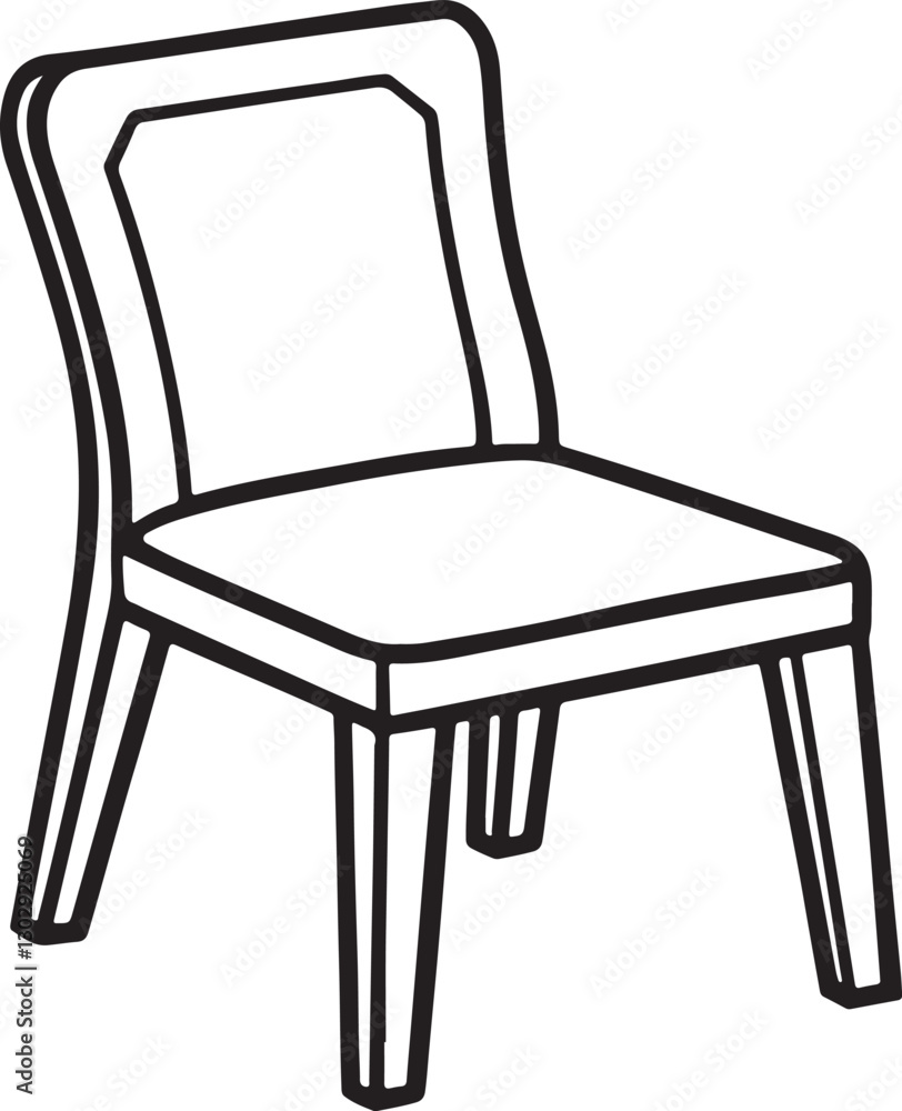 chair line art, black outline, vector and illustration, coloring book ...