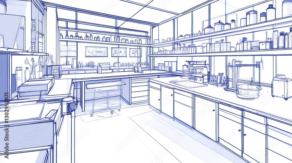 Blueprint of a Modern Chemistry Laboratory: Detailed Architectural ...