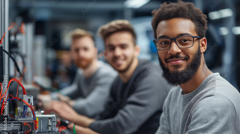 Students in electrical engineering pose with their smart home ...