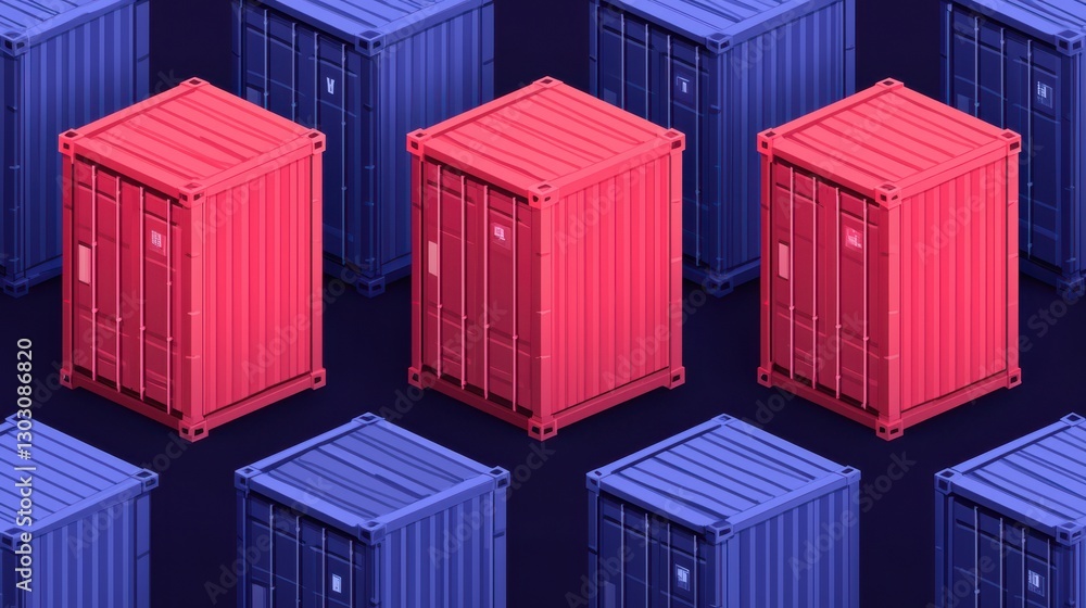 Kubernetes concept. Minimalist Visualization of Interconnected Cargo ...