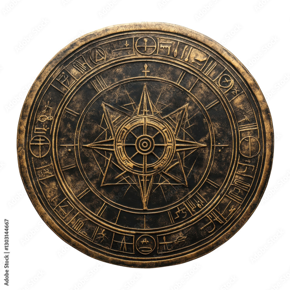 Ancient Compass Rose Design with Astrological Symbols and Patterns ...