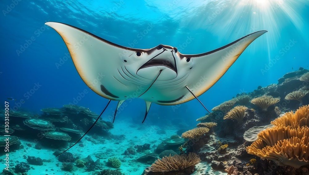 Manta Ray Mobula birostris phylum Chordata class Chondrichthyes order ...