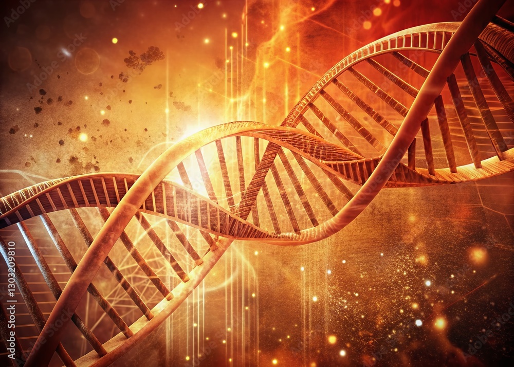 Vintage DNA Helix: Streaming Digital Genetic Code, Generative AI Art ...