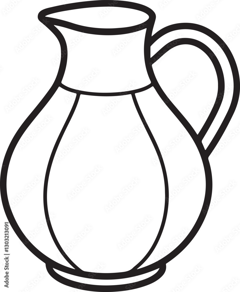 jug line art, black outline, vector and illustration, coloring book ...