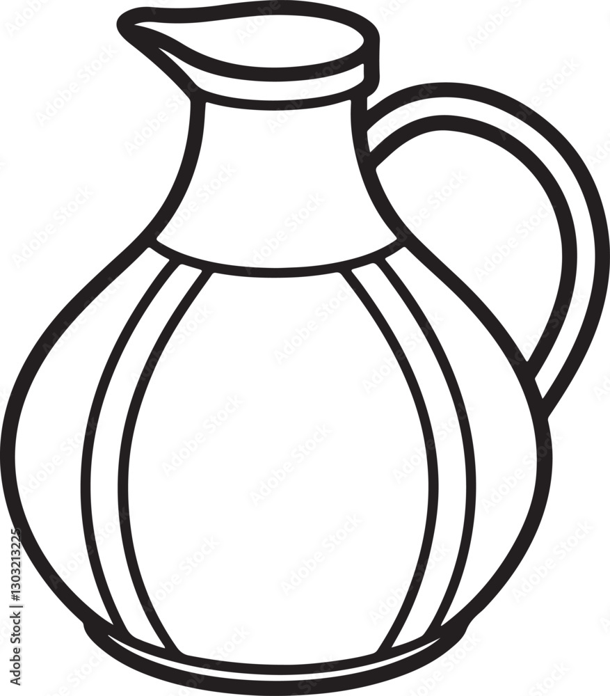 jug line art, black outline, vector and illustration, coloring book page line art drawing Stock ...