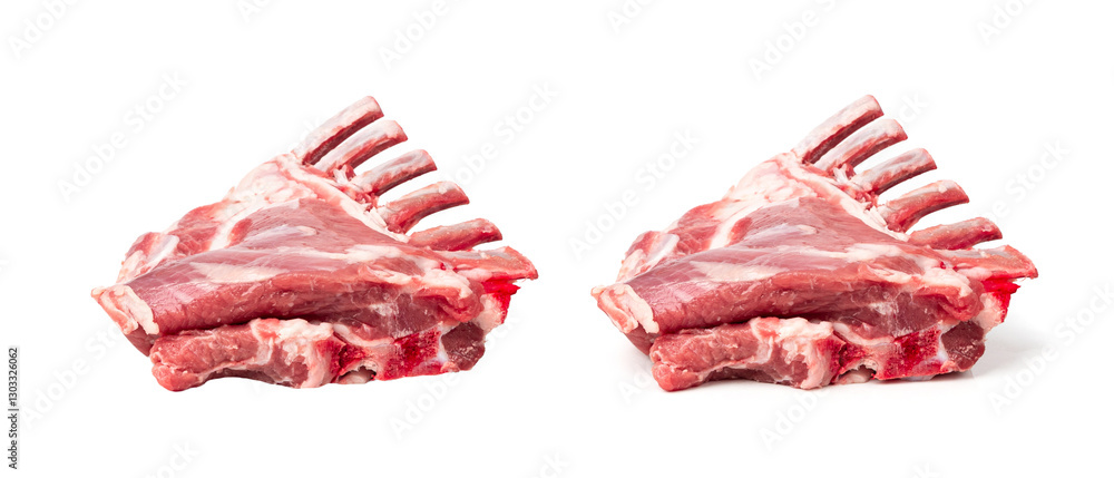 Raw lamb rack isolated, fresh mutton fillet with ribs, tenderloin ...