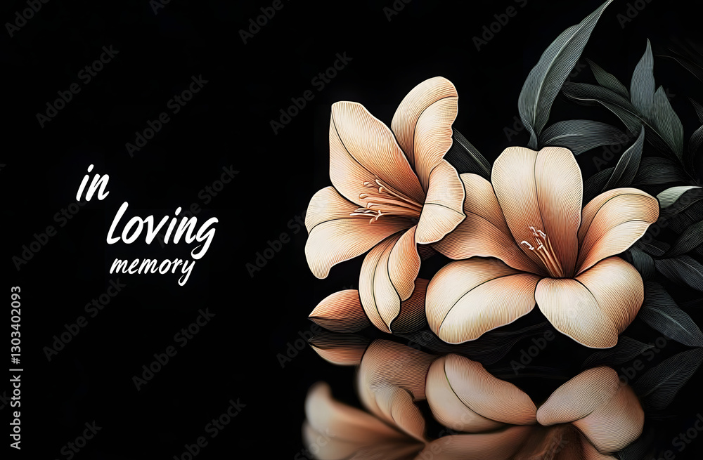 Condolence card design featuring floral elements, in loving memory ...