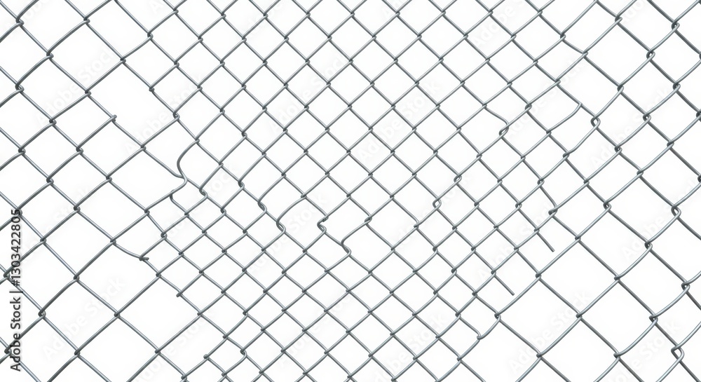 Damaged Chain Link Fence White Background - Damaged chain link fence ...