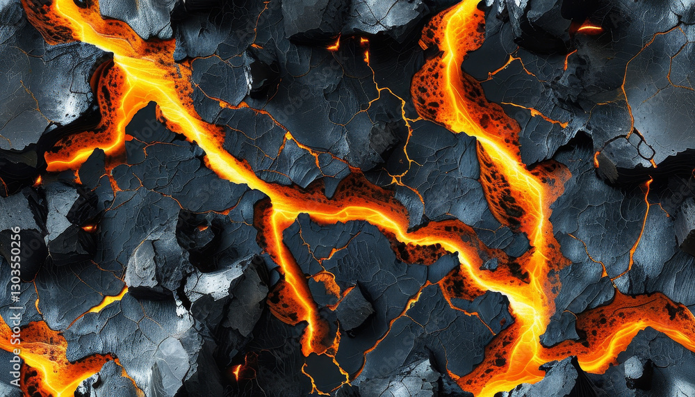Seamless rugged molten gold, black volcanic rock texture, high ...