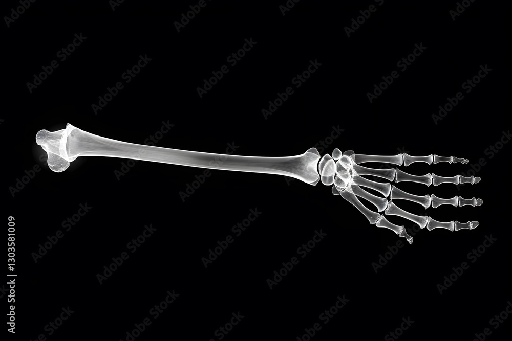 X-ray of the human forearm, capturing the bones of the elbow, ulna ...