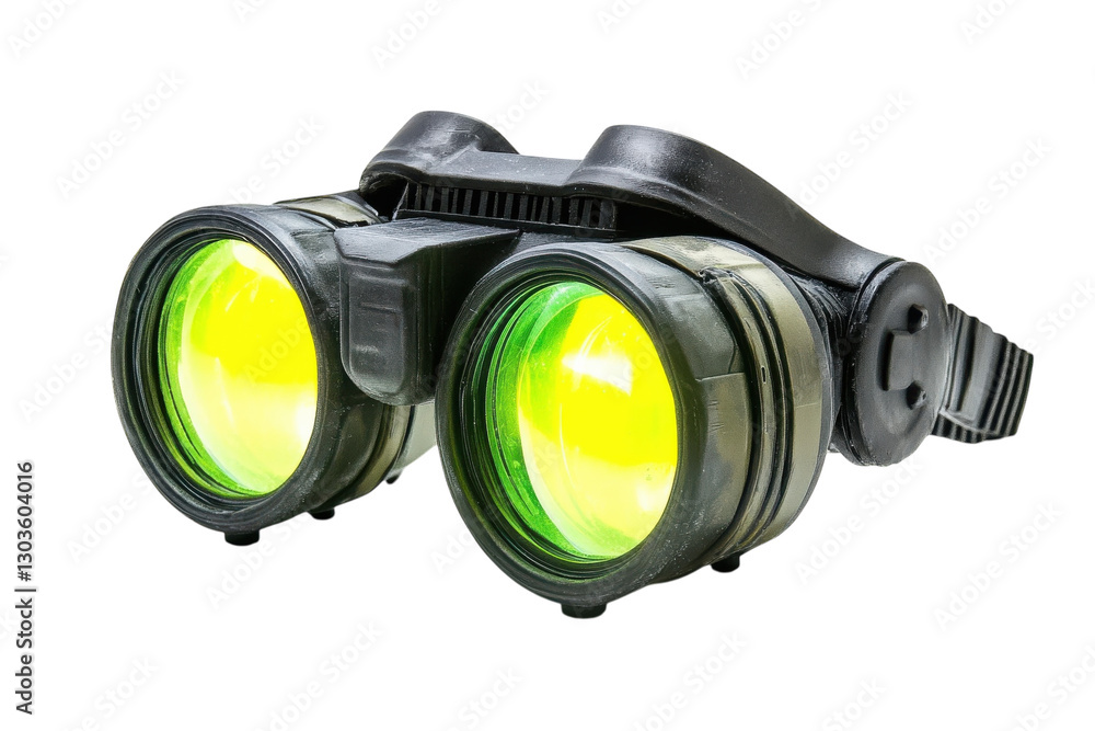 Exploring the night with advanced night vision goggles illuminated in ...