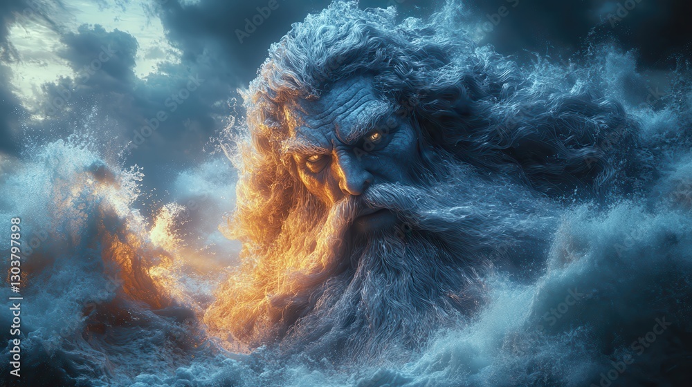 An imagination of Poseidon in Greek mythology as a grandfather with ...
