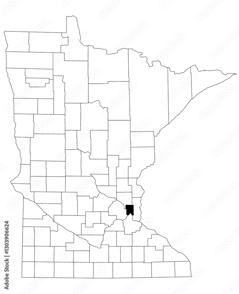 Map of Ramsey County in Minnesota state on white background. single ...