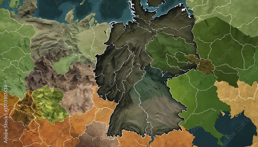 Detailed Political Map of Germany with Regions and Terrain Features ...
