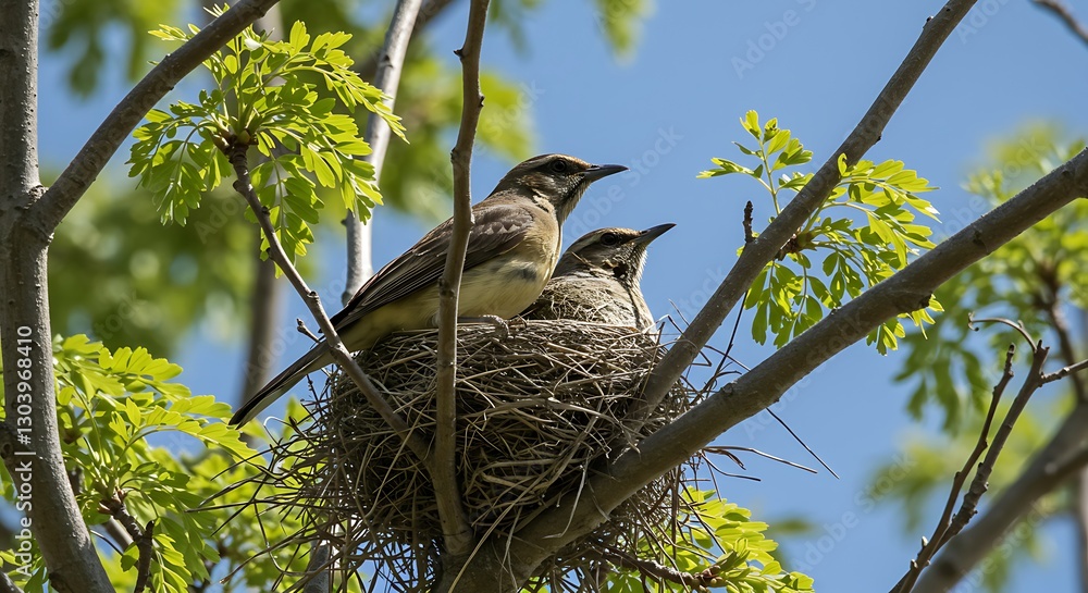 Birds Nesting Together in Tree Nature Scene with Sunny Sky Stock Photo ...