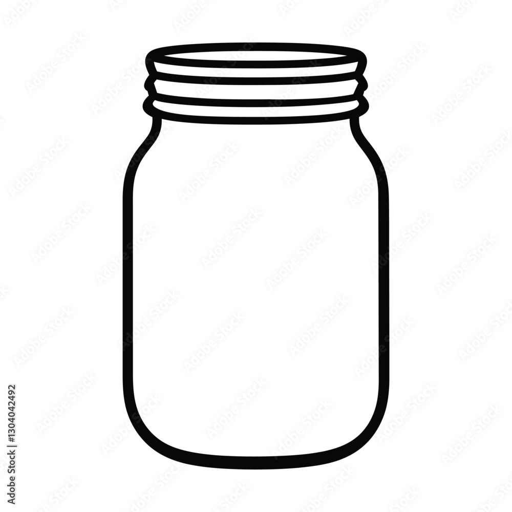 Mason jar outline coloring page vector illustration Stock Vector ...