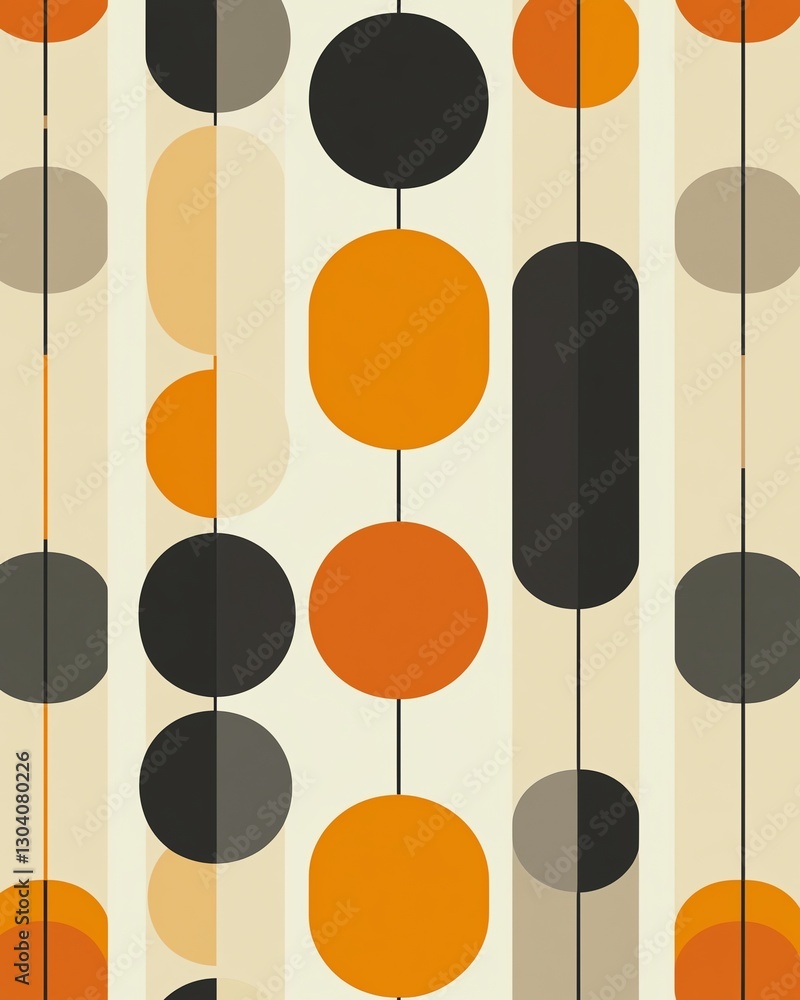 Abstract geometric pattern with 1970s wallpaper design sensibility ...